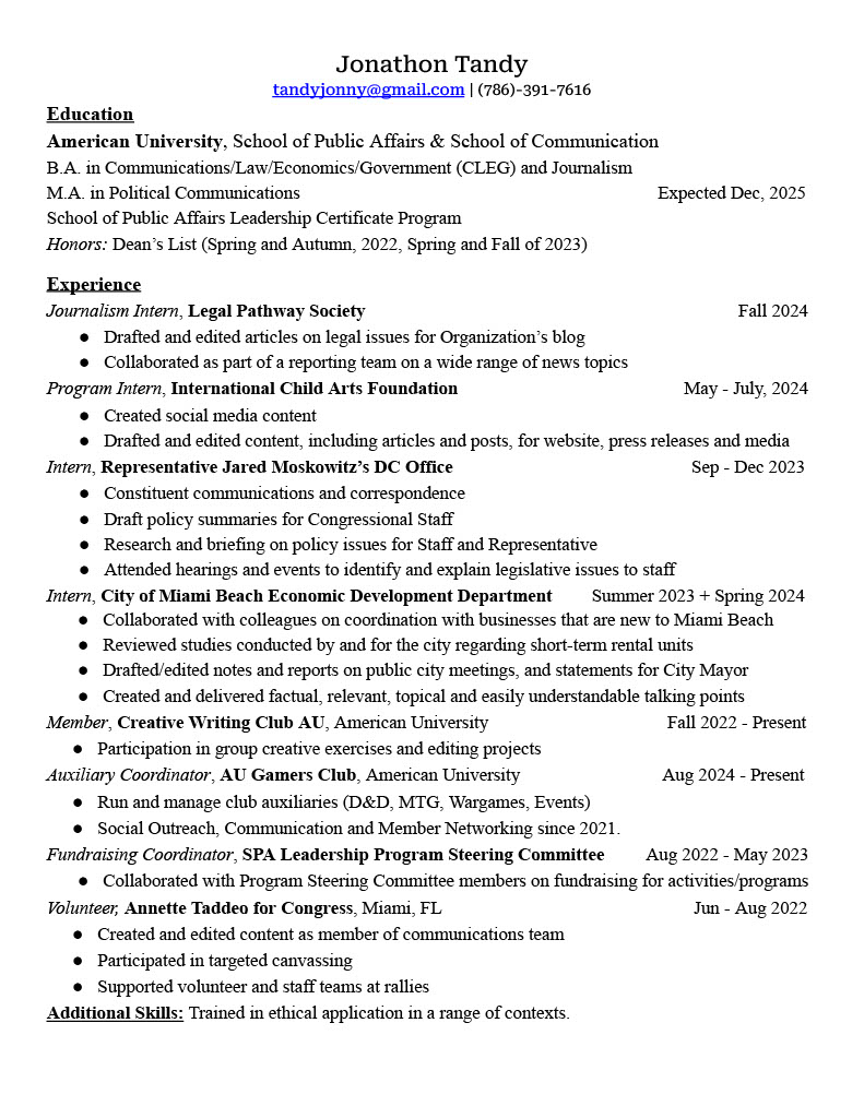 Resume – Jon Tandy